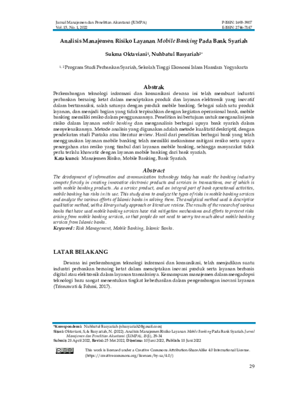 (PDF) Analisis Manajemen Risiko Layanan Mobile Banking Pada Bank Syariah