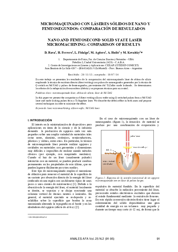 (PDF) Nano and Femtosecond Solid State Laser Micromachining: Comparison ...