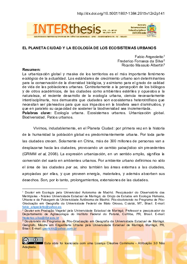 (PDF) O planeta cidade e a ecologia dos ecossistemas urbanos