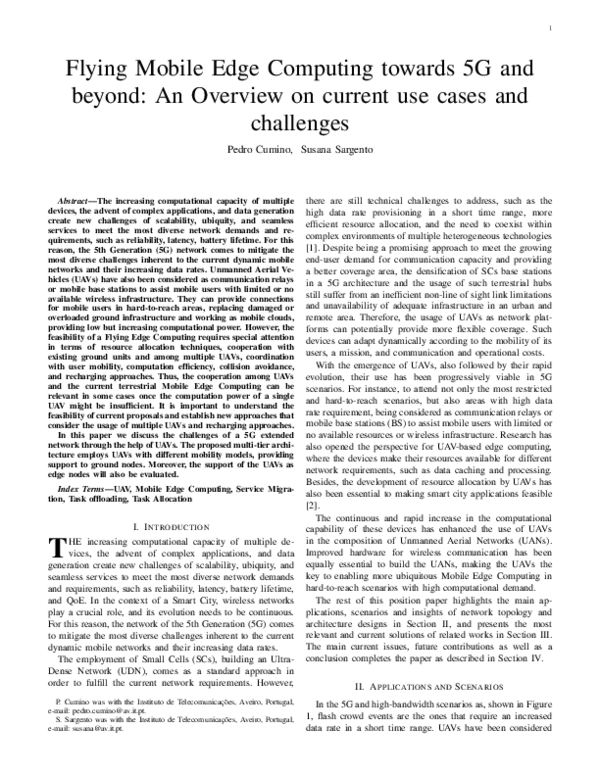 (PDF) Flying Mobile Edge Computing towards 5G and beyond: An Overview on current use cases and ...