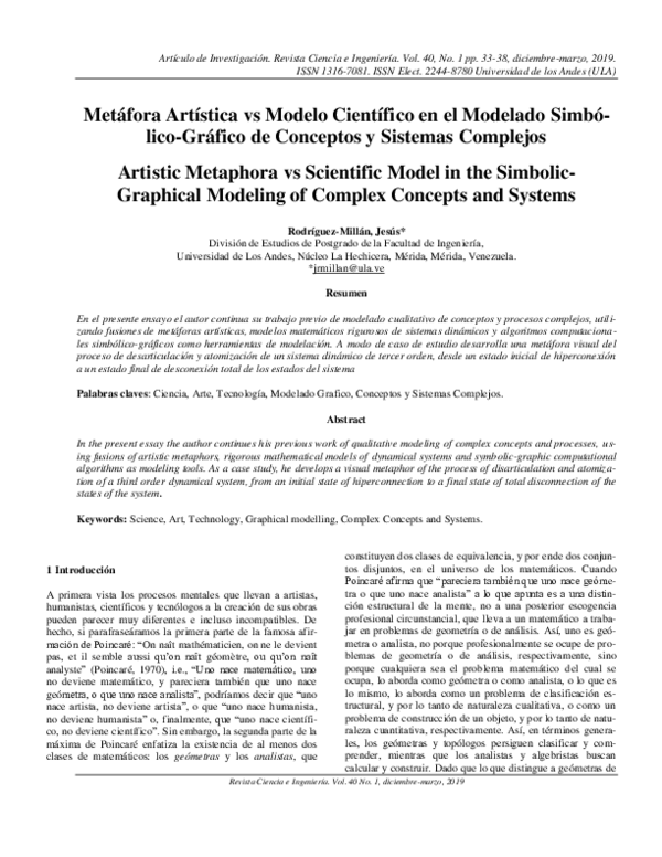 (PDF) Metáfora Artística vs Modelo Científico en el Modelado Simbó-lico-Gráfico de Conceptos y ...