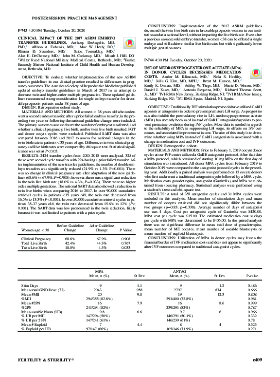 (PDF) Clinical Impact of the 2017 Asrm Embryo Transfer Guidelines