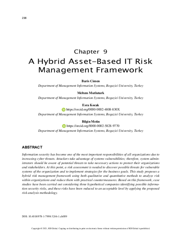(PDF) A Hybrid Asset-Based IT Risk Management Framework
