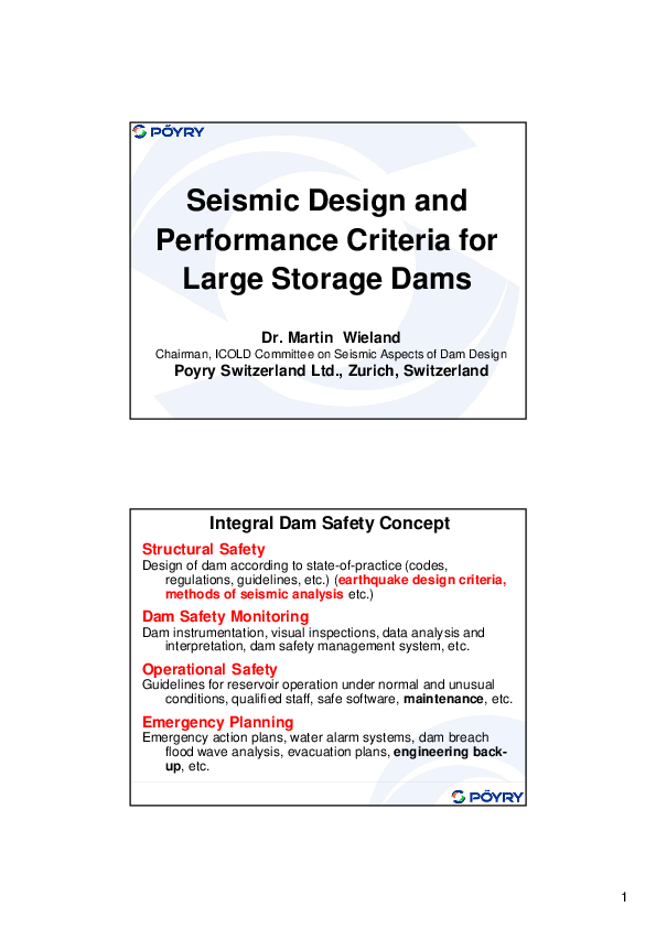 (PDF) ICOLD's Revised Seismic Design and Performance Criteria for Large ...