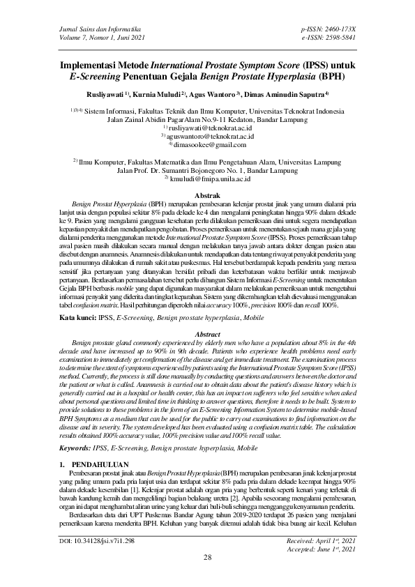 (PDF) Implementasi Metode International Prostate Symptom Score (IPSS ...