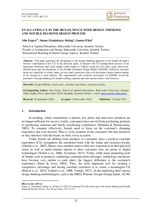(PDF) EVALUATING CX IN THE RETAIL SPACE WITH DESIGN THINKING AND DOUBLE ...