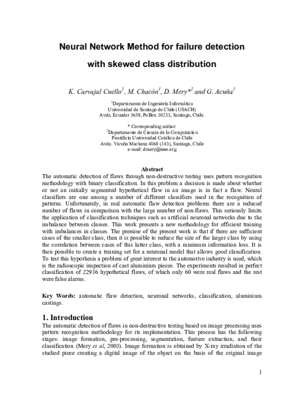 (PDF) Neural network method for failure detection with skewed class distribution