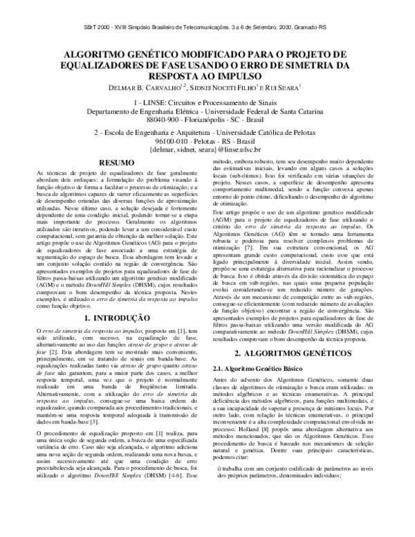 (PDF) Algoritmo Genético Modificado para o Projeto de Equalizadores de Fase Usando o Erro de ...