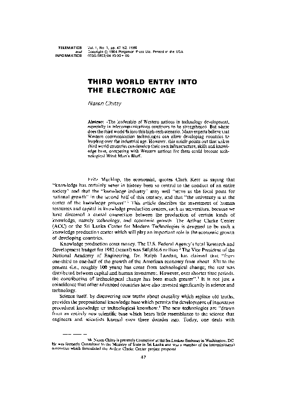 (PDF) Third world entry into the electronic age