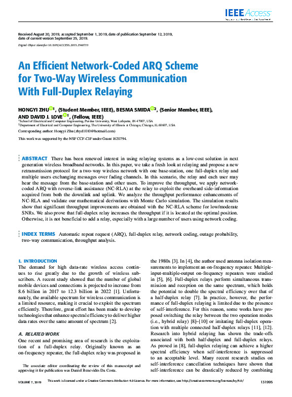 (PDF) An Efficient Network-Coded ARQ Scheme for Two-Way Wireless Communication With Full-Duplex ...