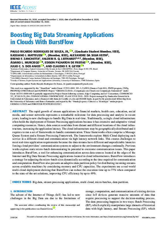 (PDF) Boosting Big Data Streaming Applications in Clouds With BurstFlow | Edison Pignaton de ...