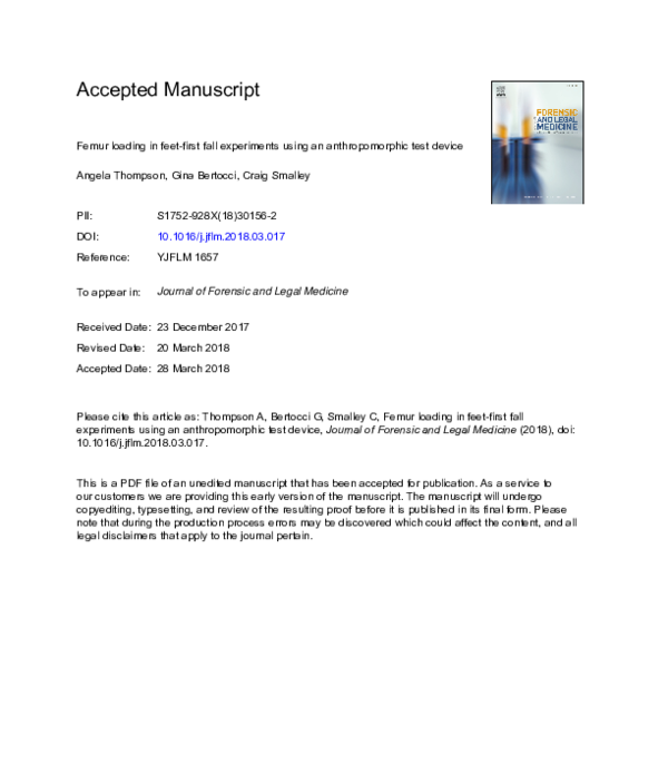 (PDF) Femur loading in feet-first fall experiments using an ...