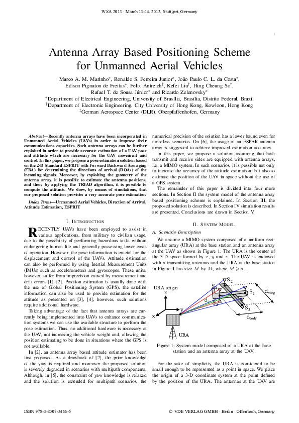 (PDF) Antenna Array Based Positioning Scheme for Unmanned Aerial Vehicles