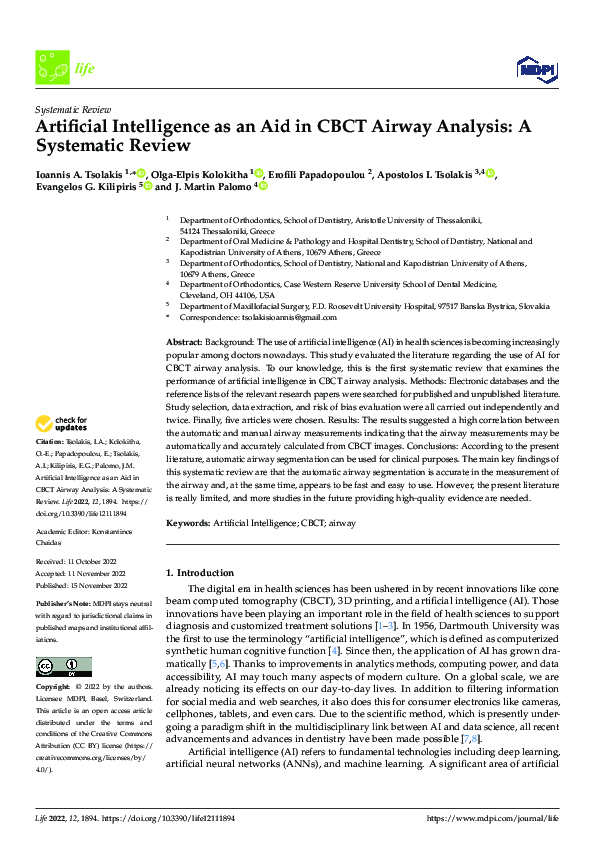 (PDF) Artificial Intelligence as an Aid in CBCT Airway Analysis: A Systematic Review