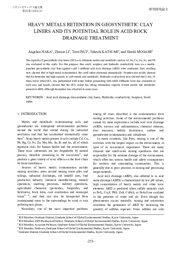 (PDF) Heavy Metals Retention in Geosynthetic Clay Liners and Its ...