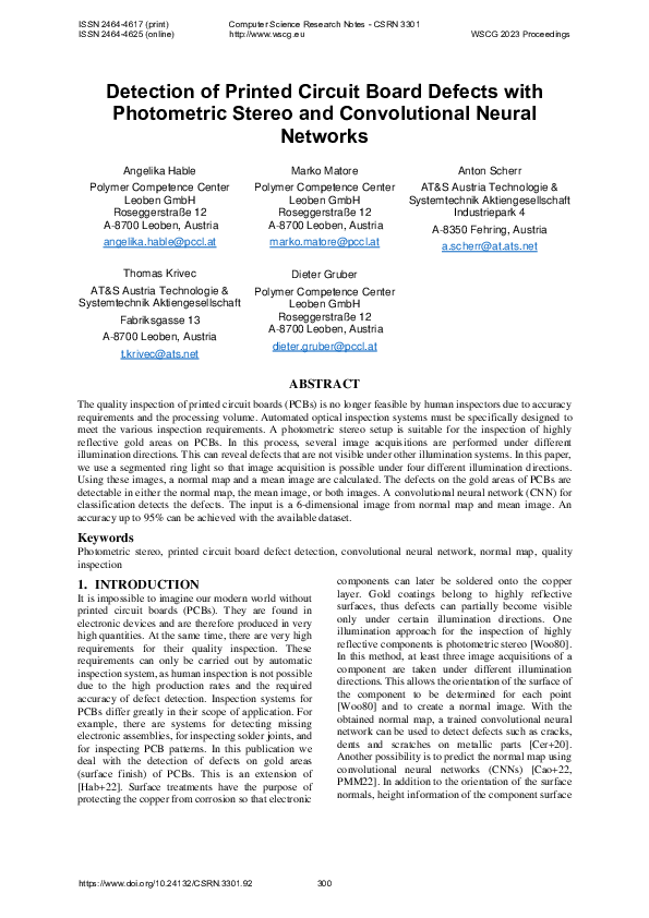 Pdf Detection Of Printed Circuit Board Defects With Photometric Stereo And Convolutional