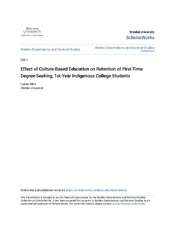 (PDF) Effect of Culture-Based Education on Retention of First-Time ...