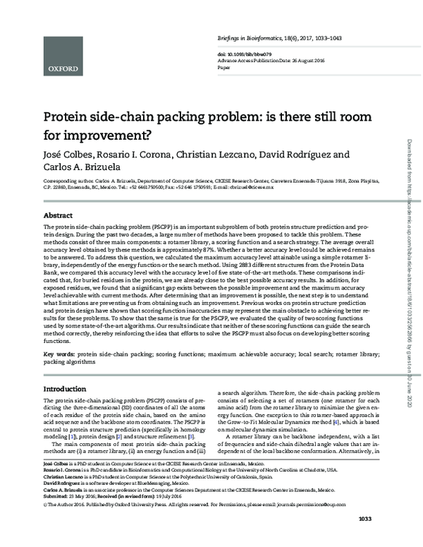 (PDF) Protein side-chain packing problem: is there still room for ...
