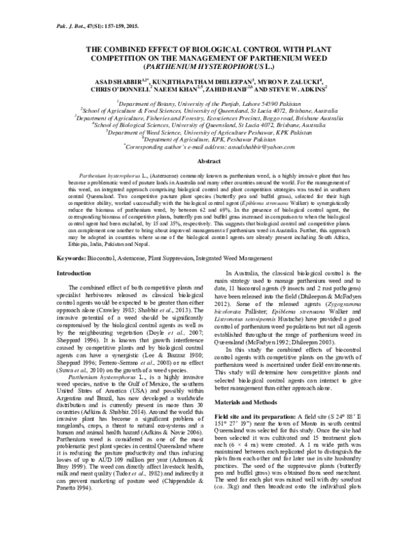 (PDF) The Combined Effect of Biological Control with Plant Competition ...
