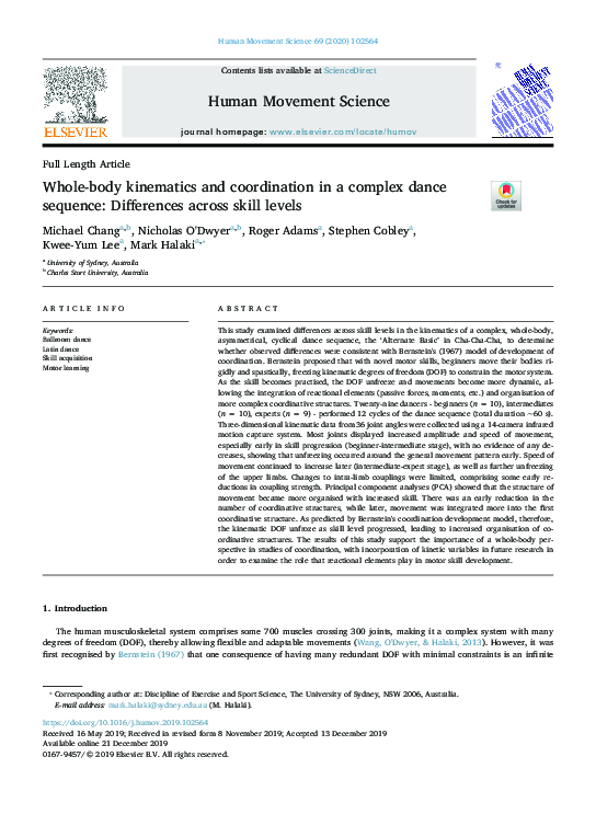 (PDF) Whole-body kinematics and coordination in a complex dance ...
