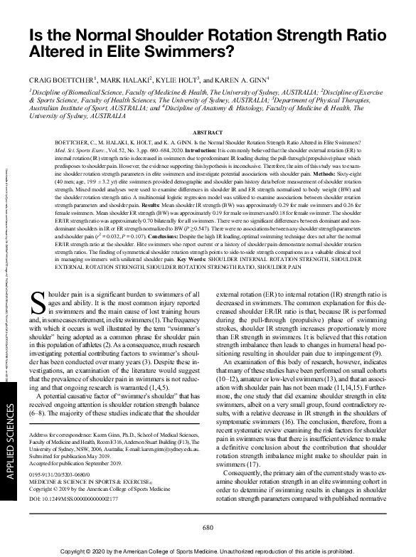 (PDF) Is the Normal Shoulder Rotation Strength Ratio Altered in Elite ...