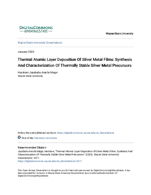 (PDF) Thermal Atomic Layer Deposition Of Silver Metal Films: Synthesis ...