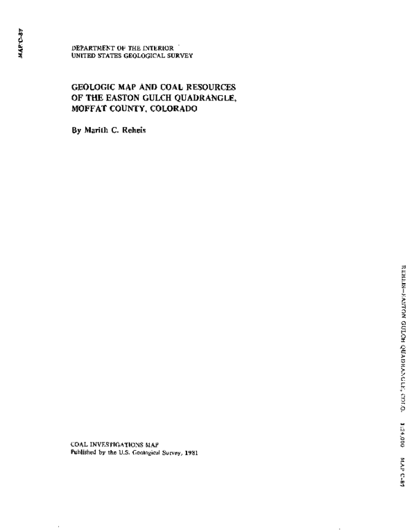 (PDF) Geologic map and coal resources of the Easton Gulch Quadrangle ...