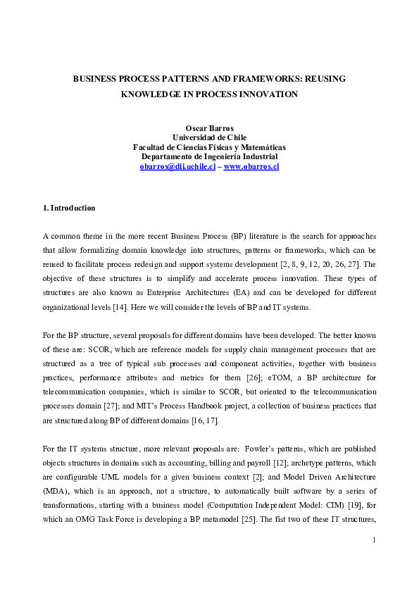 (PDF) Business process patterns and frameworks