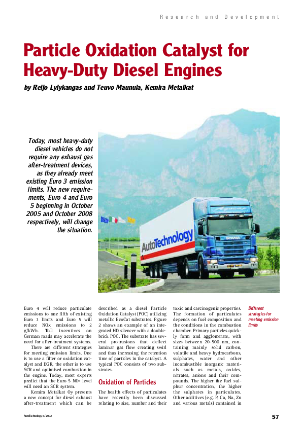 (PDF) Particle oxidation catalyst for heavy-duty diesel engines