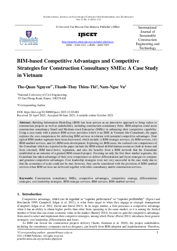 (PDF) BIM-based Competitive Advantages and Competitive Strategies for ...
