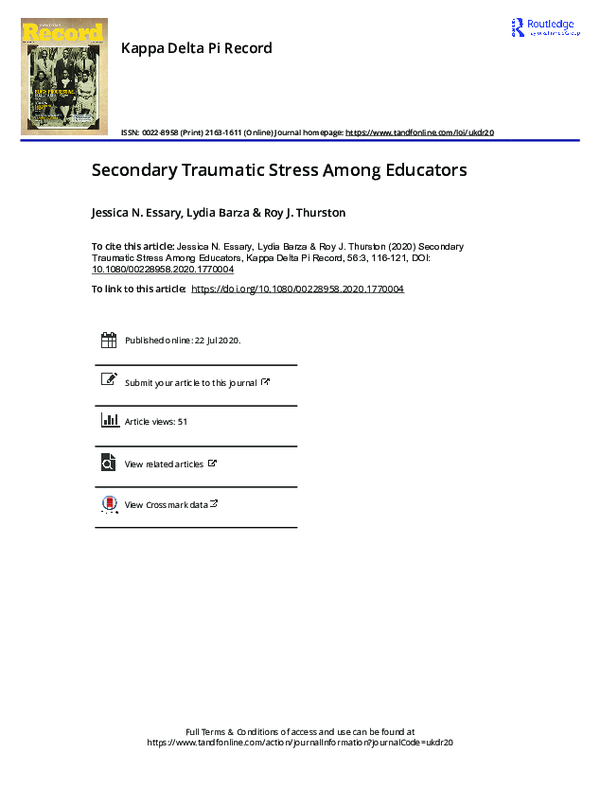 (PDF) Secondary Traumatic Stress Among Educators