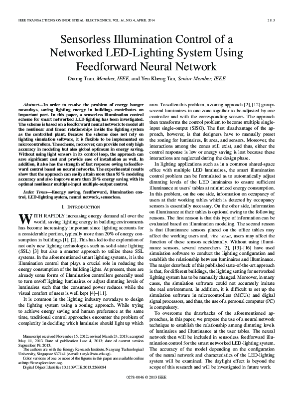 (PDF) Sensorless Illumination Control of a Networked LED-Lighting ...