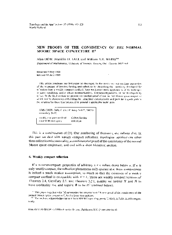 (PDF) New proofs of the consistency of the normal Moore space conjecture II