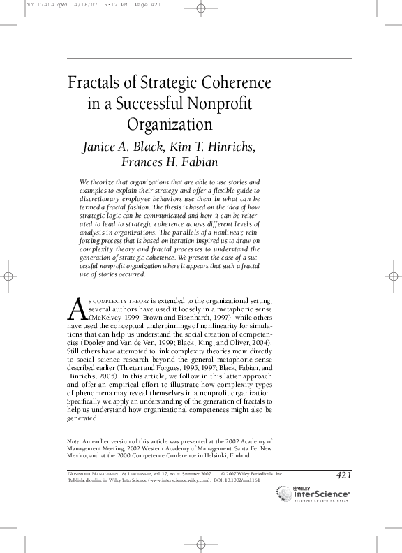 (PDF) Fractals of strategic coherence in a successful nonprofit ...