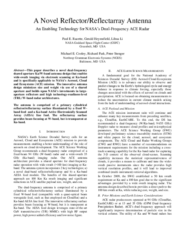 (PDF) A Novel Reflector/Reflectarray Antenna An Enabling Technology for ...