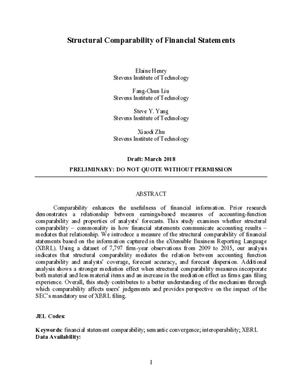 (PDF) Structural Comparability of Financial Statements
