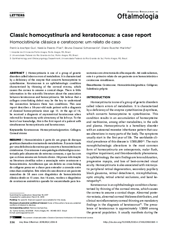 (PDF) Classic homocystinuria and keratoconus: a case report