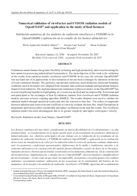 (PDF) Numerical validation of viewFactor and FVDOM radiation models of OpenFOAM® and application ...