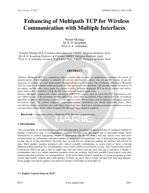 (PDF) Enhancing Multipath TCP for Wireless Networks