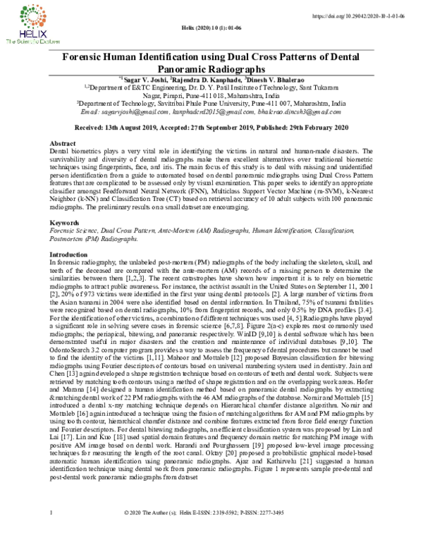 (PDF) Dual Cross Patterns for Forensic Dental Identification