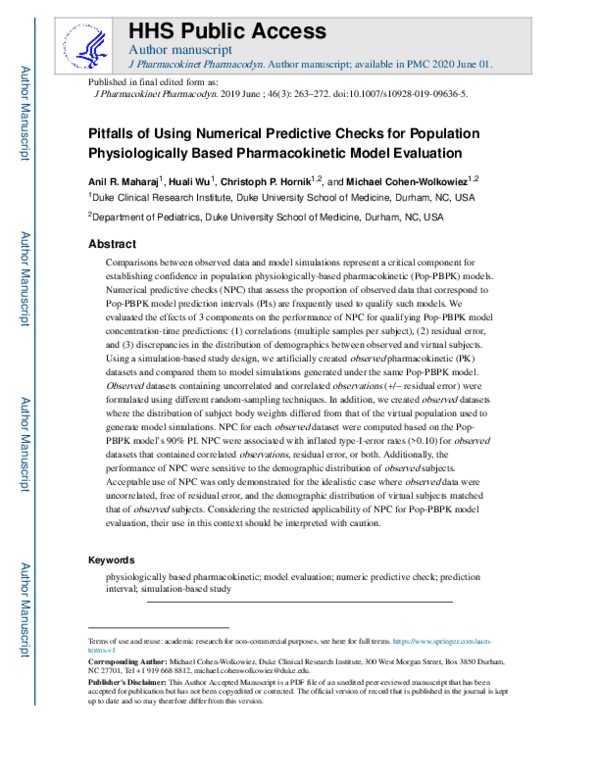 (PDF) Pitfalls of using numerical predictive checks for population ...