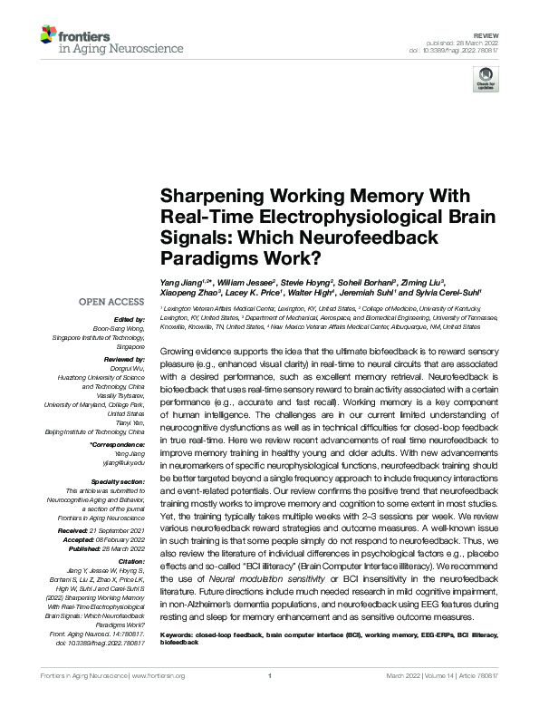 (PDF) Sharpening Working Memory With Real-Time Electrophysiological Brain Signals: Which ...