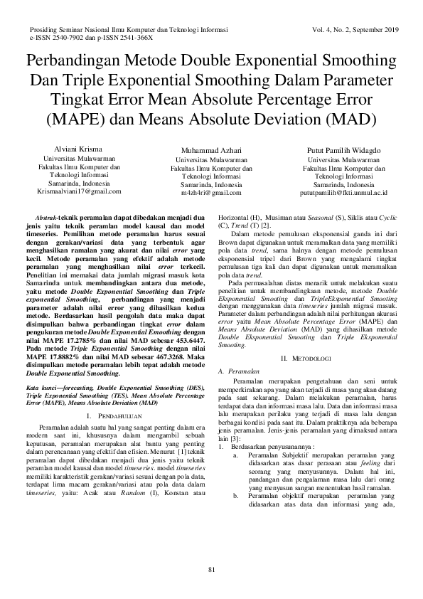 (PDF) Perbandingan Metode Double Exponential Smoothing dan Triple Exponential Smoothing Dalam ...