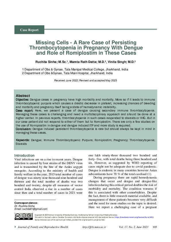(PDF) Missing Cells - A Rare Case of Persisting Thrombocytopenia in ...