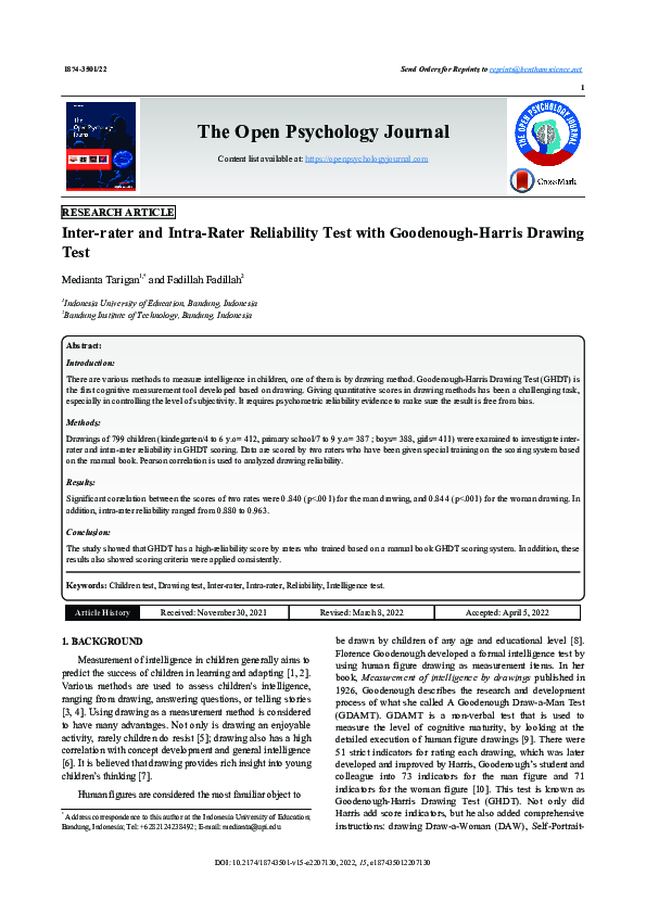 (PDF) Inter-rater and Intra-Rater Reliability Test with Goodenough ...