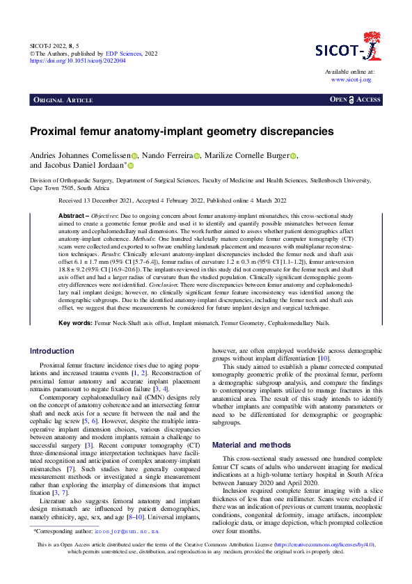 (PDF) Proximal femur anatomy-implant geometry discrepancies