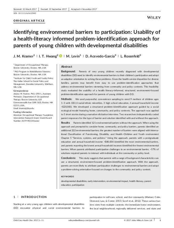 (PDF) Identifying environmental barriers to participation: Usability of ...
