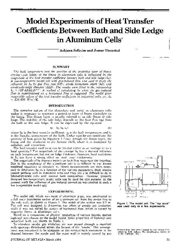 (PDF) Model Experiments of Heat Transfer Coefficients Between Bath and ...