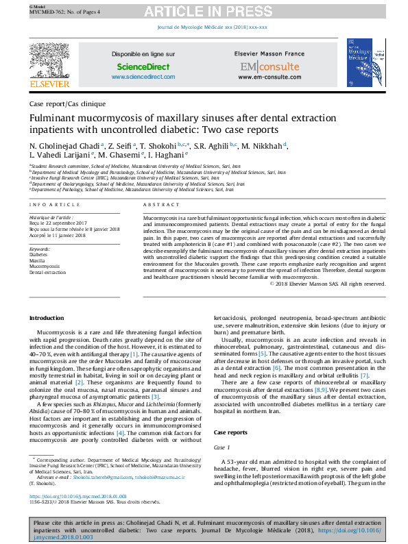 (PDF) Fulminant mucormycosis of maxillary sinuses after dental ...