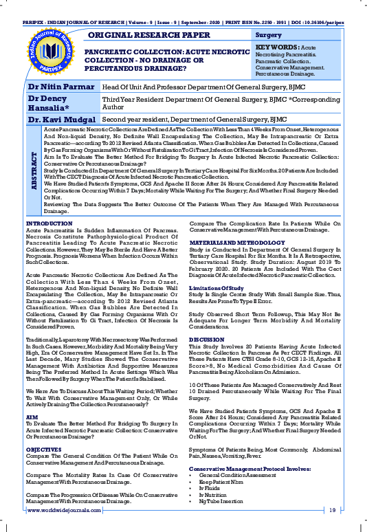(PDF) Pancreatic Collection: Acute Necrotic Collection - No Drainage or ...